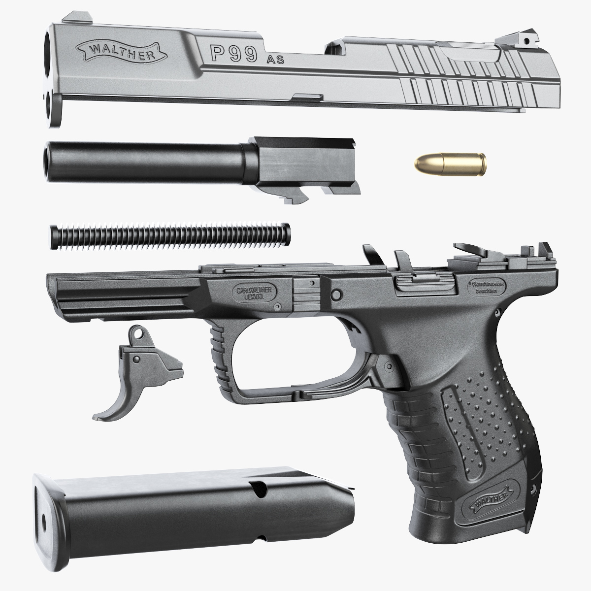 3d model gun walther p99