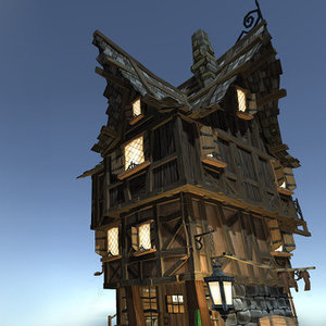 medieval coaching inn buildings 3d obj