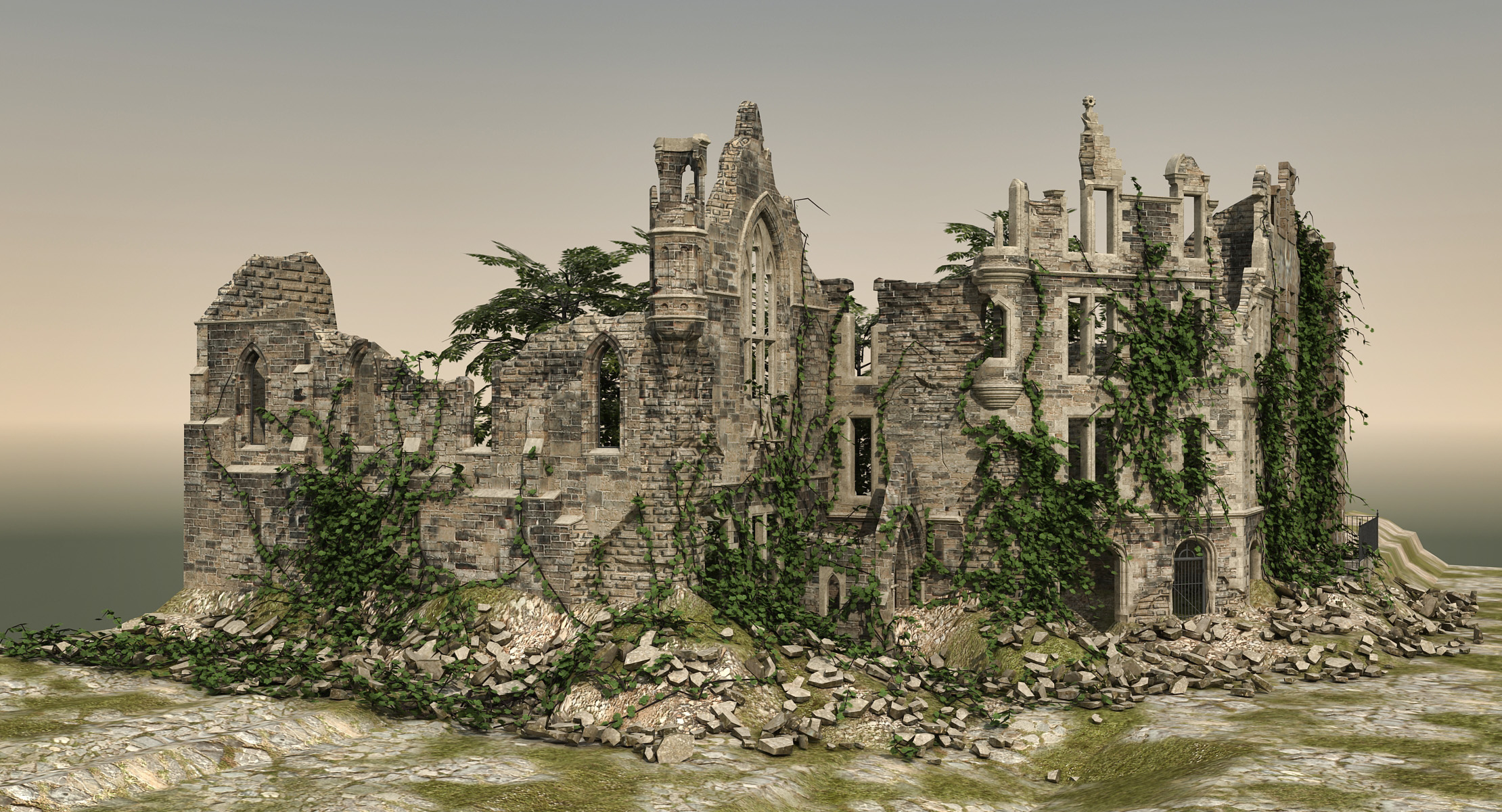 medieval ruined 3d max