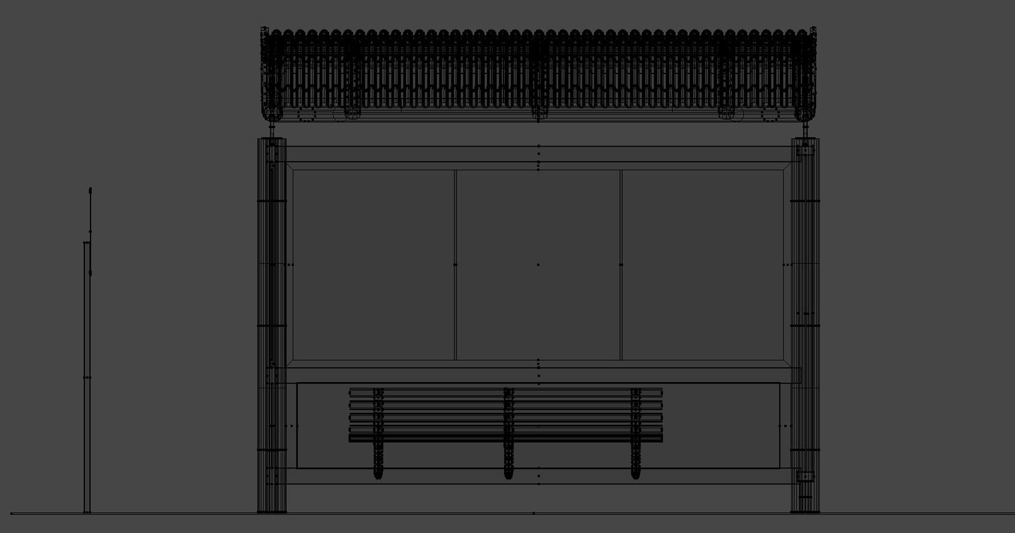 3d model realistic bus stop shelter