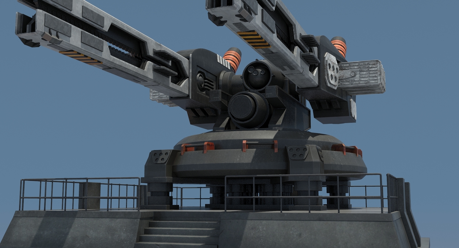 3d model futuristic railgun