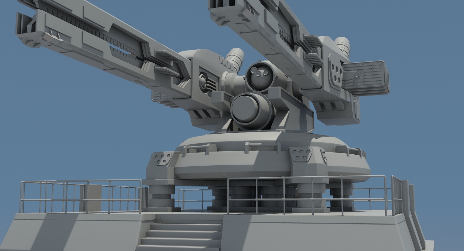 3d model futuristic railgun