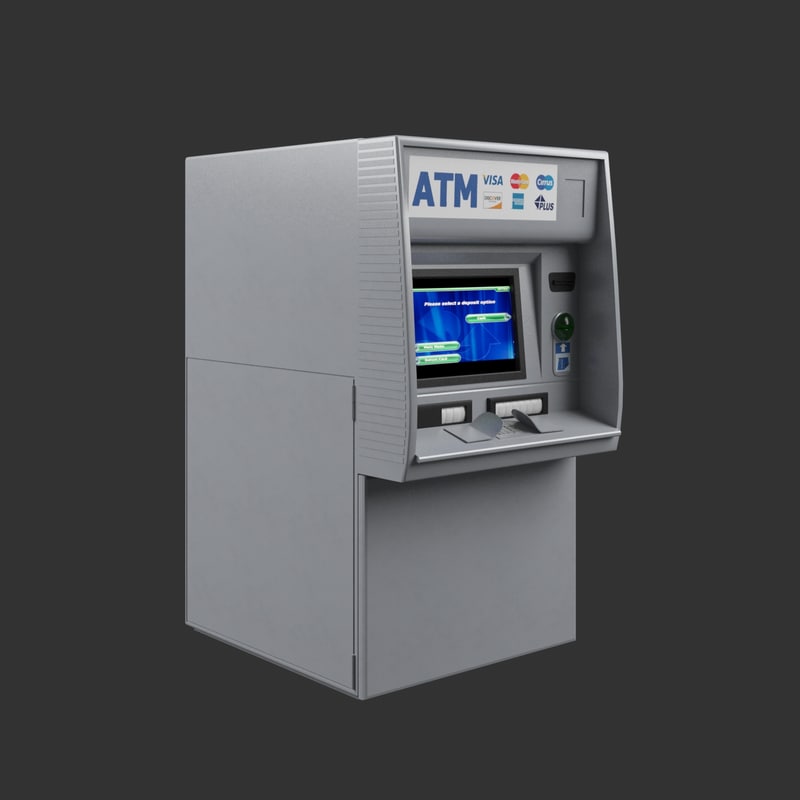 3d model of atm machine cash