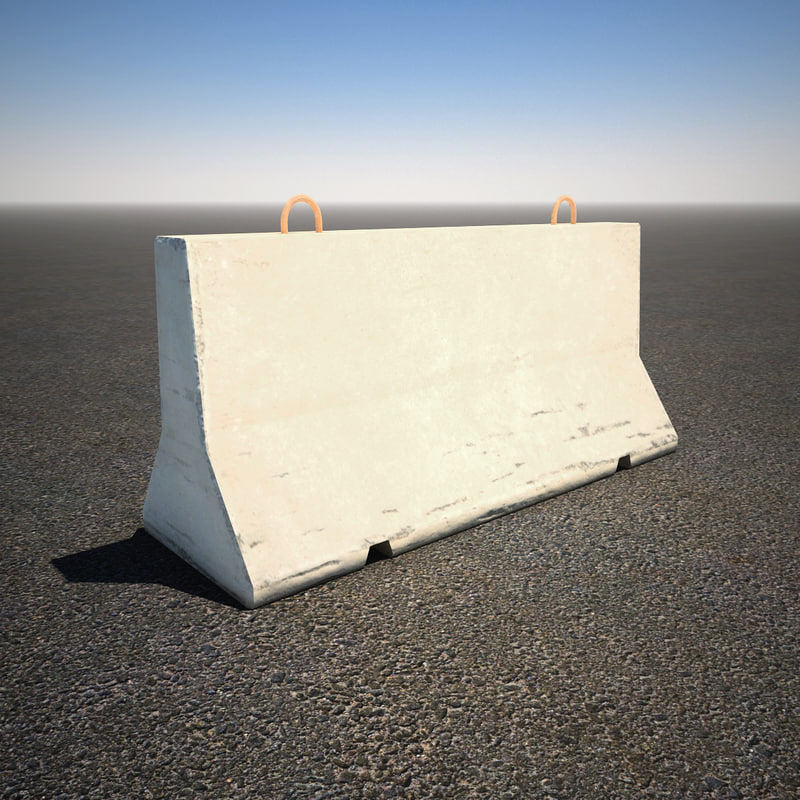 3d model of short concrete barrier