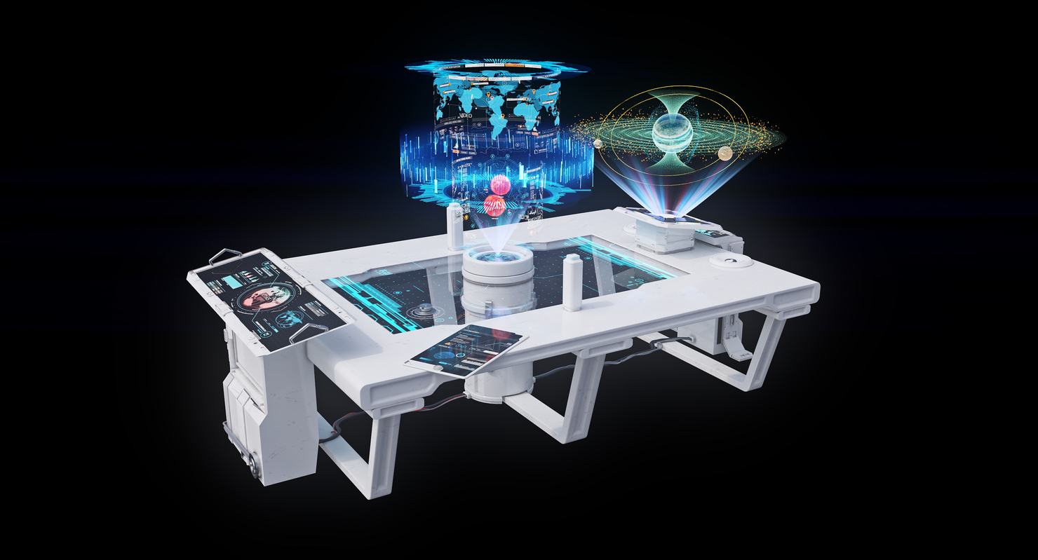 3d table 3 holograms