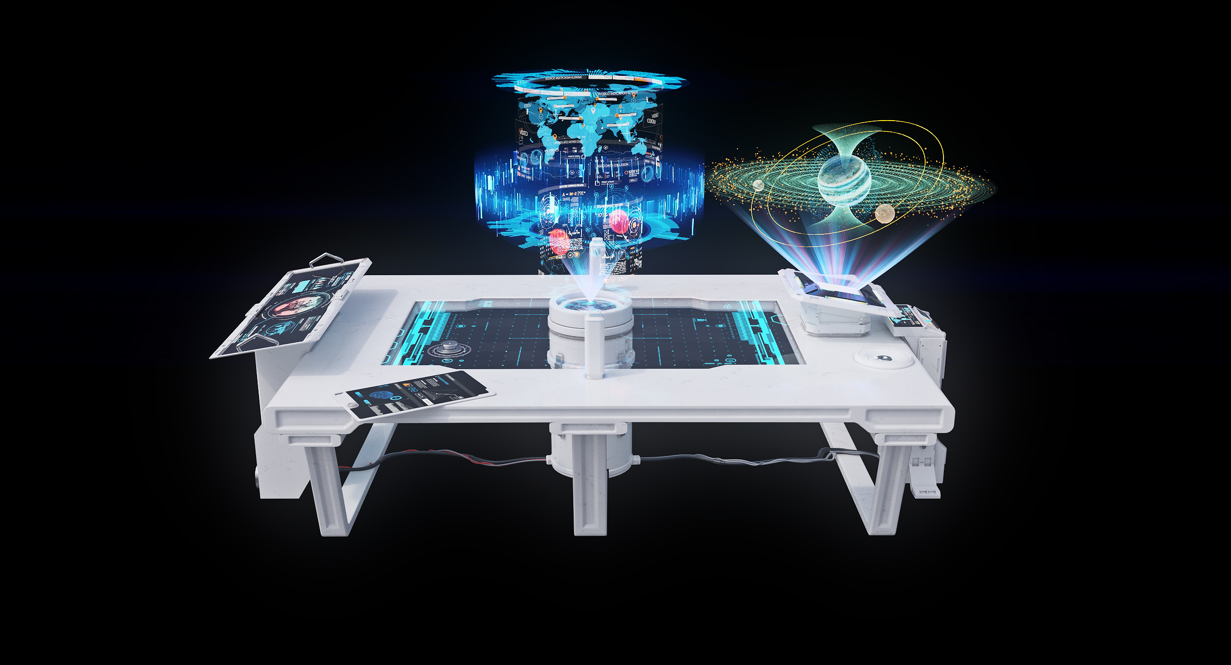 3d table 3 holograms