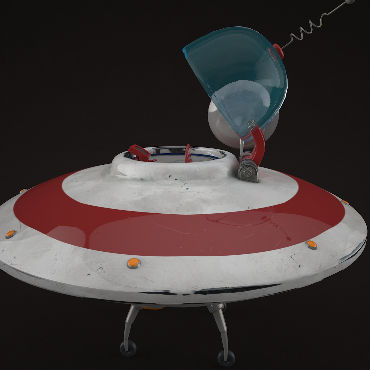 3d cartoon flying saucer model