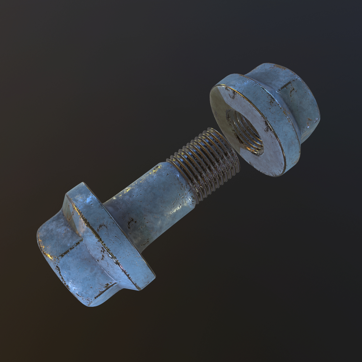 3d max worn nut bolt