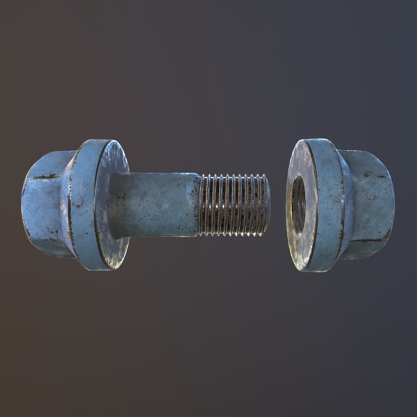 3d max worn nut bolt