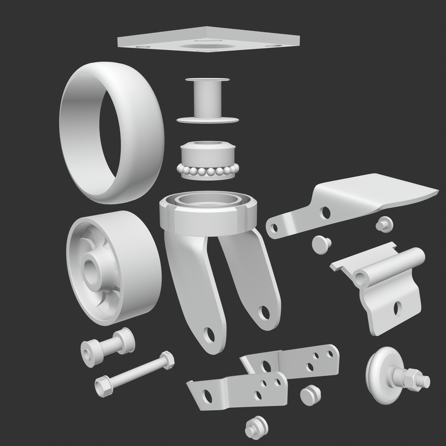 3d model of caster wheel
