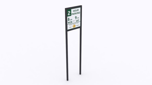 2 hour parking sign max