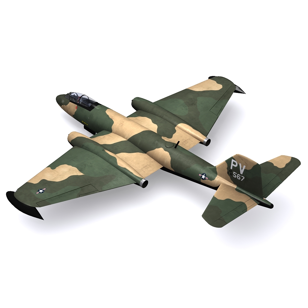3d model martin b-57 canberra bomber