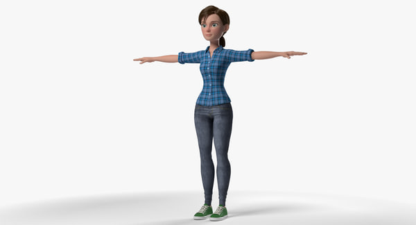 grace cartoon girl woman female 3d ma