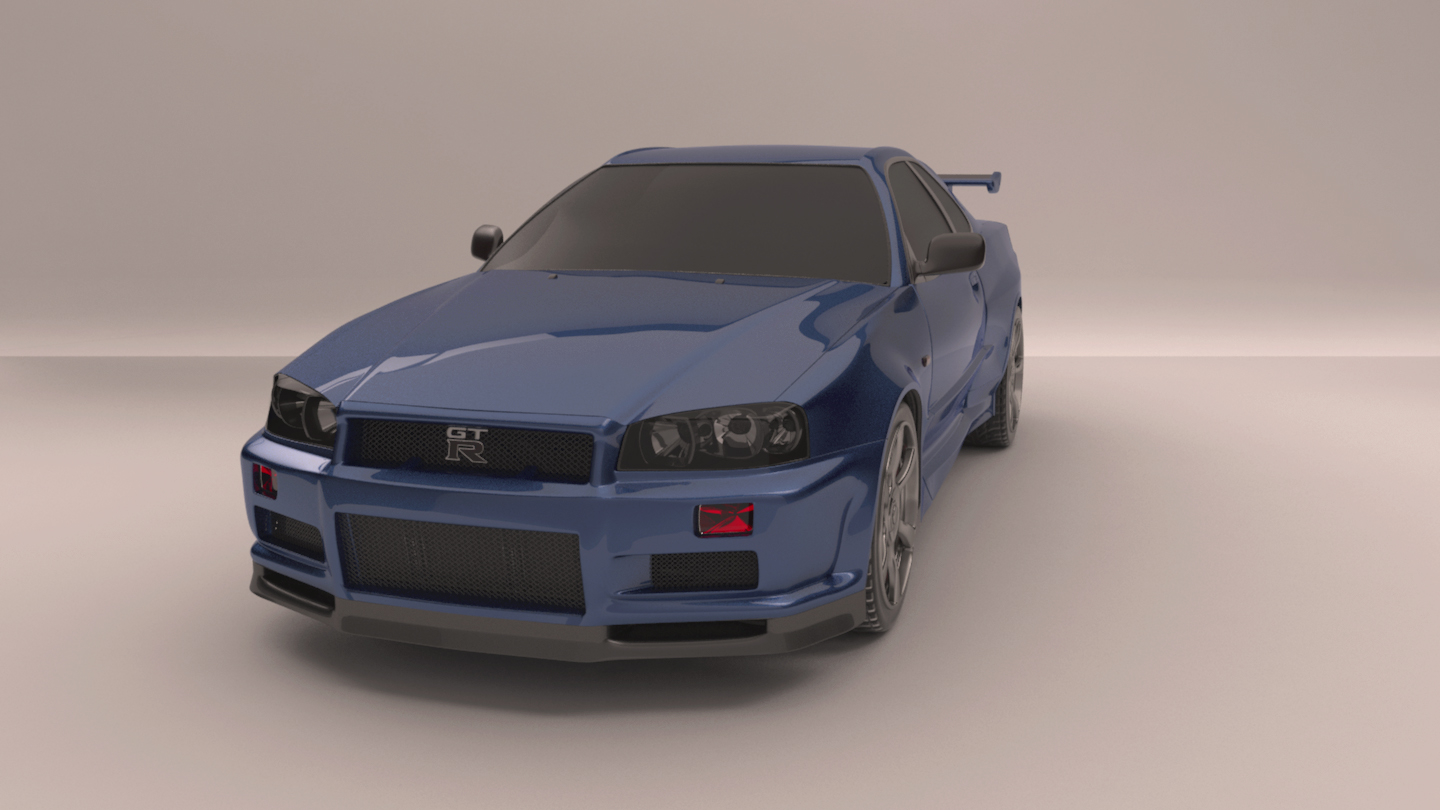 nissan gtr r34 3d obj