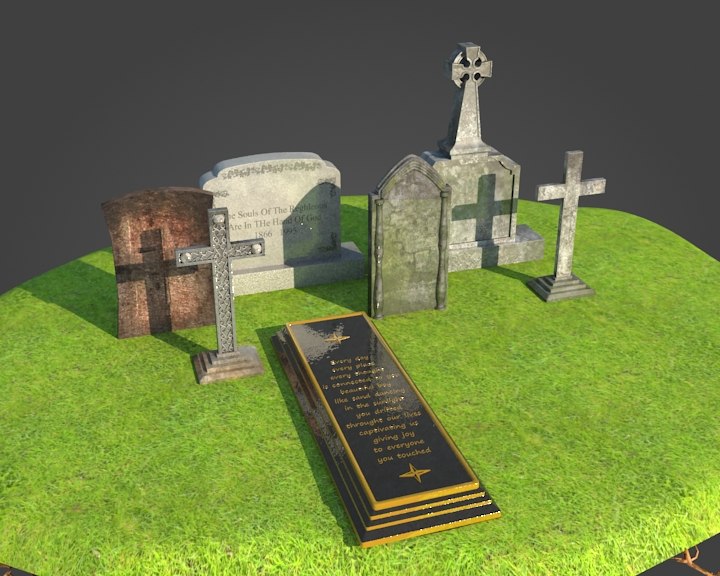 3d stone grave gravestone model