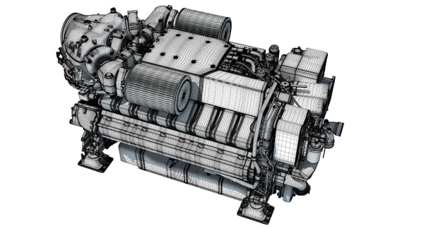 Motor Marítimo Diesel para Embarcações e Navios Ia Modelo 3D ...