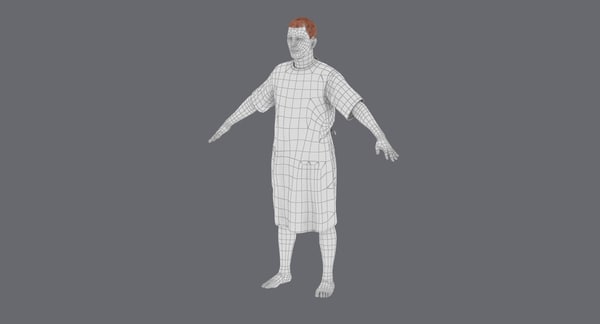 3d model rigged hospital patient