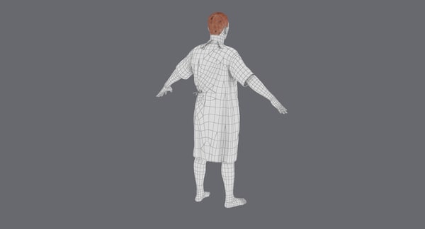 3d model rigged hospital patient