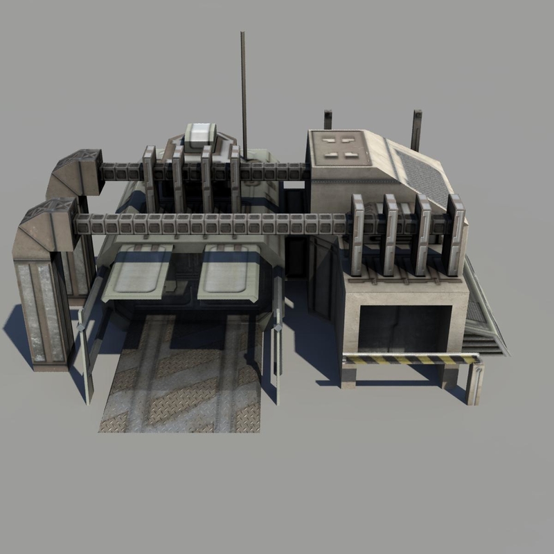 sci-fi vehicle bay polys 3d obj