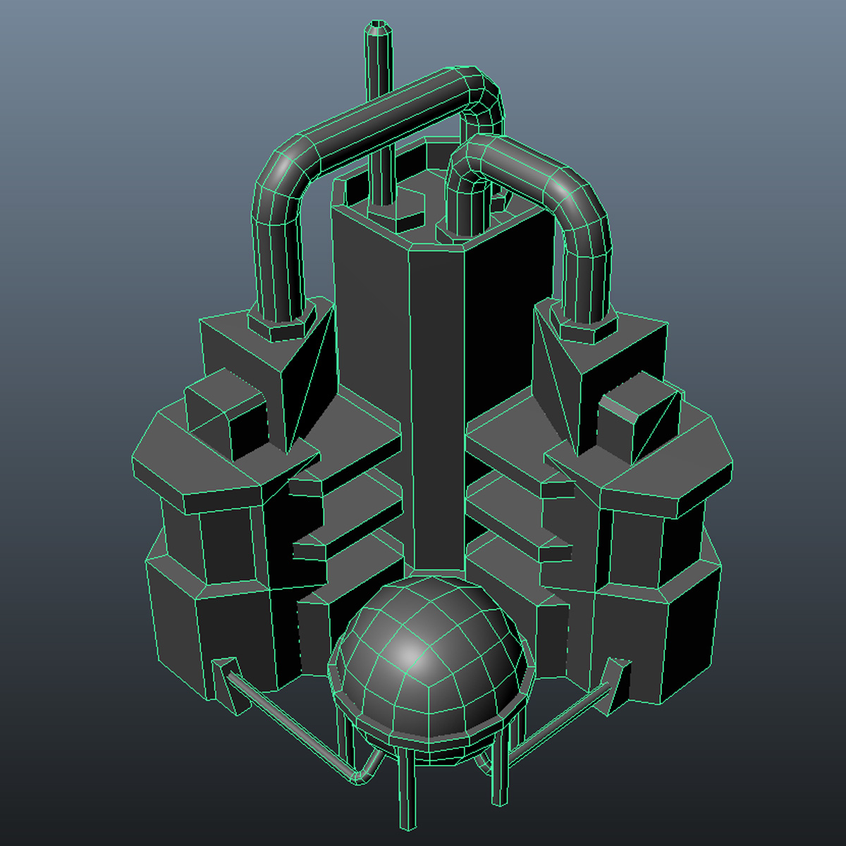 3d sci-fi refinery polys