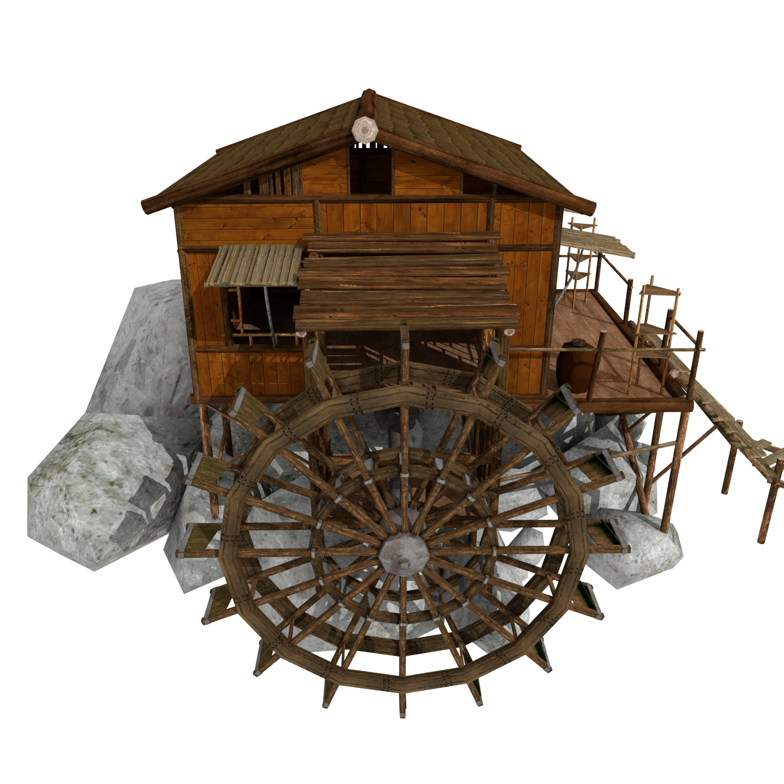 stylized watermill 3d model