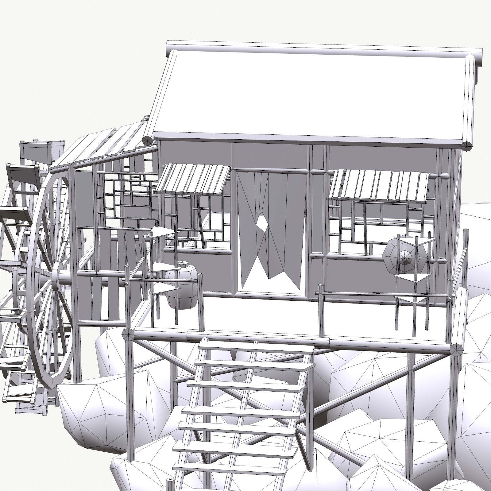 stylized watermill 3d model