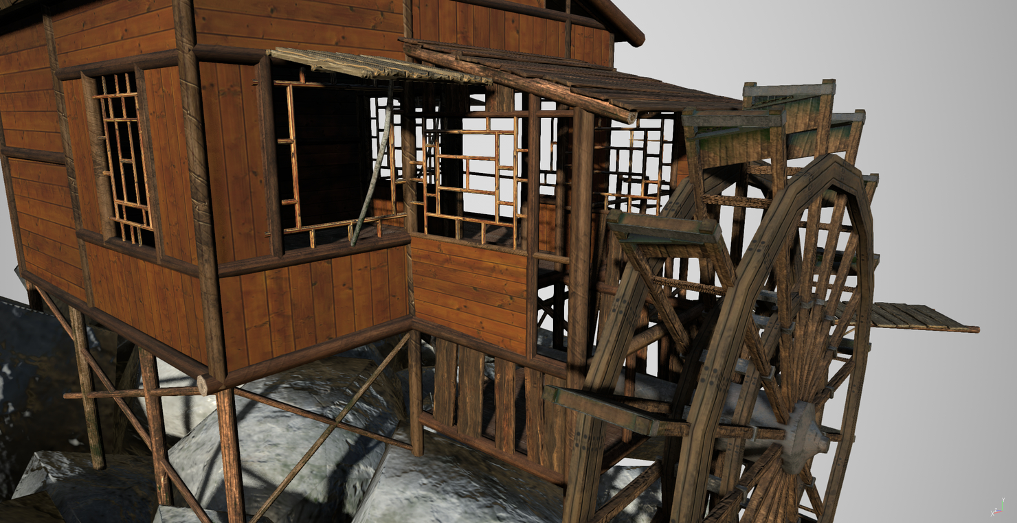 stylized watermill 3d model