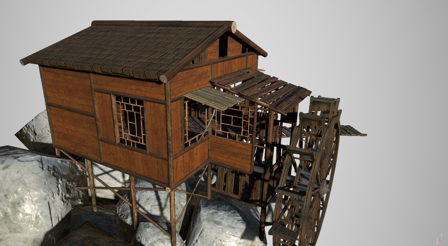 stylized watermill 3d model