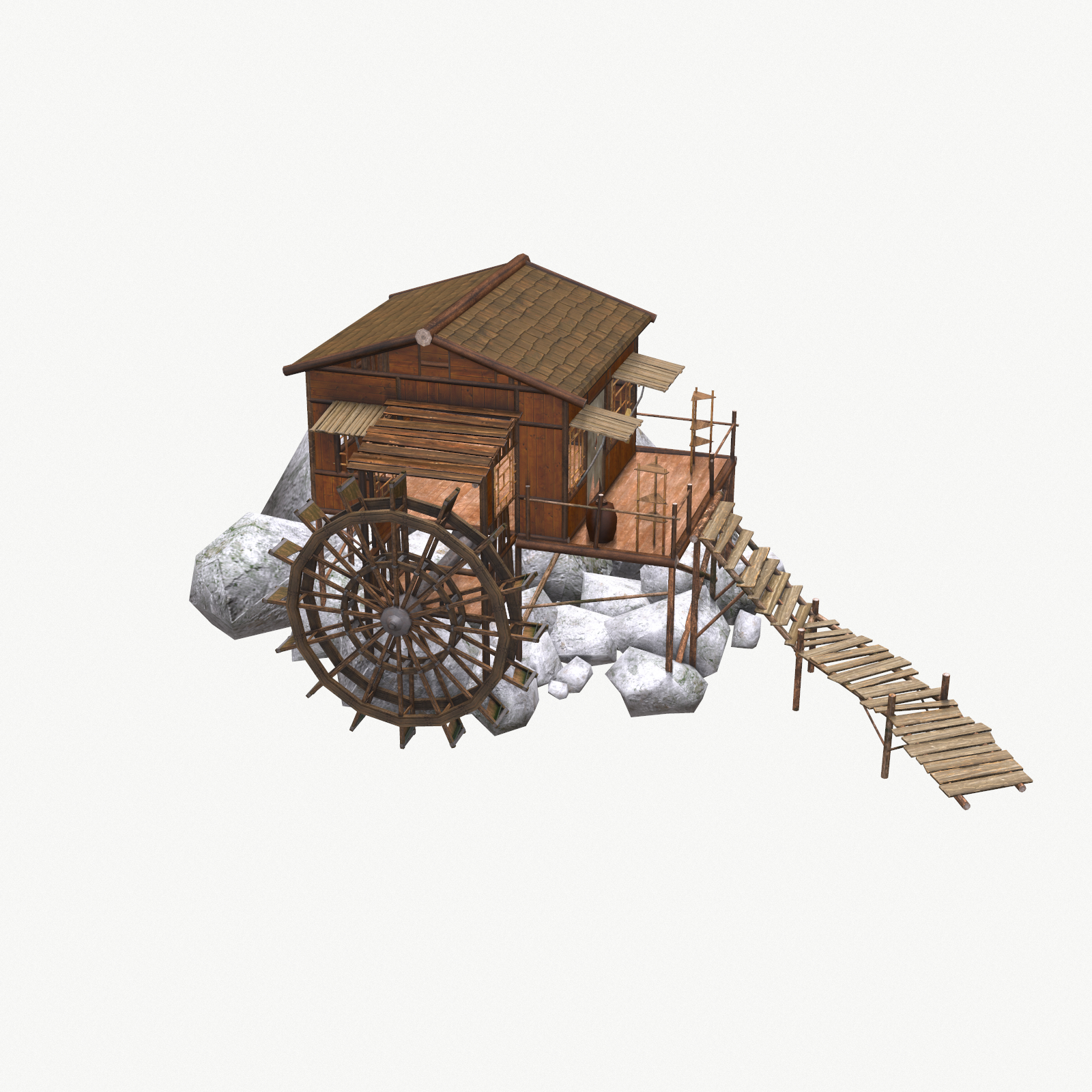 stylized watermill 3d model