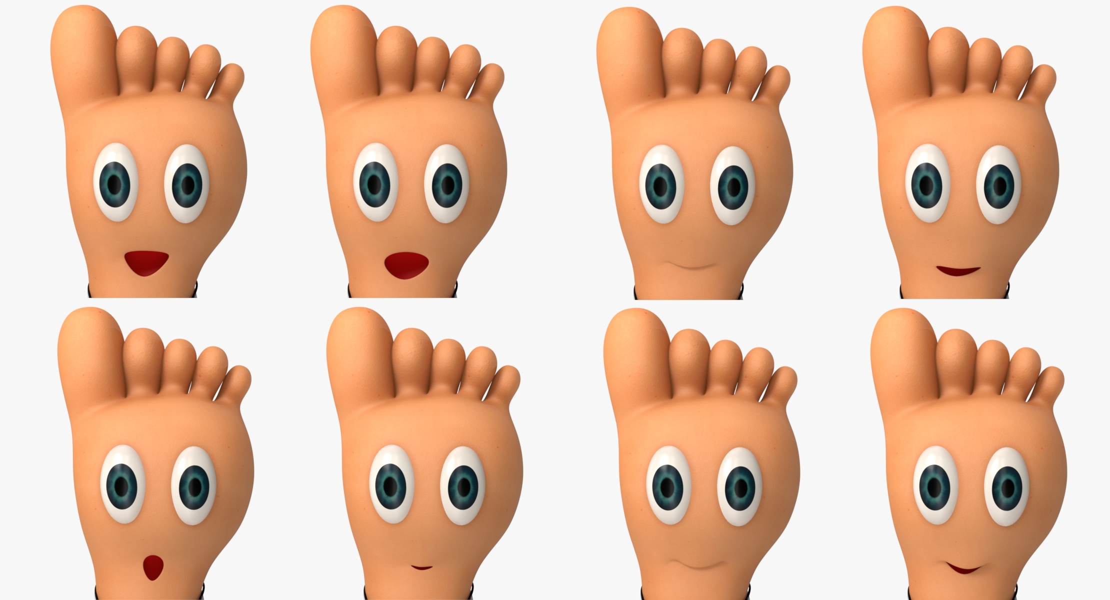 cartoon doctor foot character rigged obj