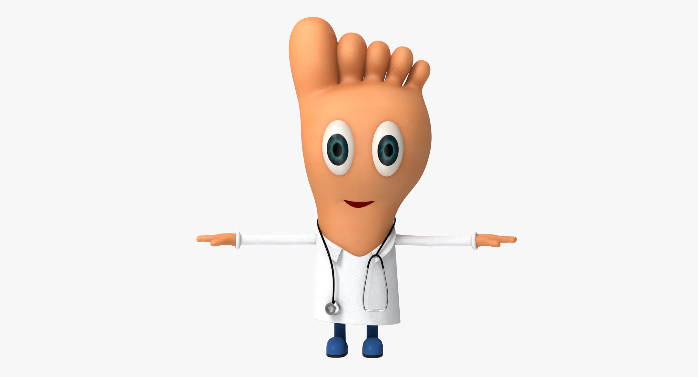 cartoon doctor foot character rigged obj