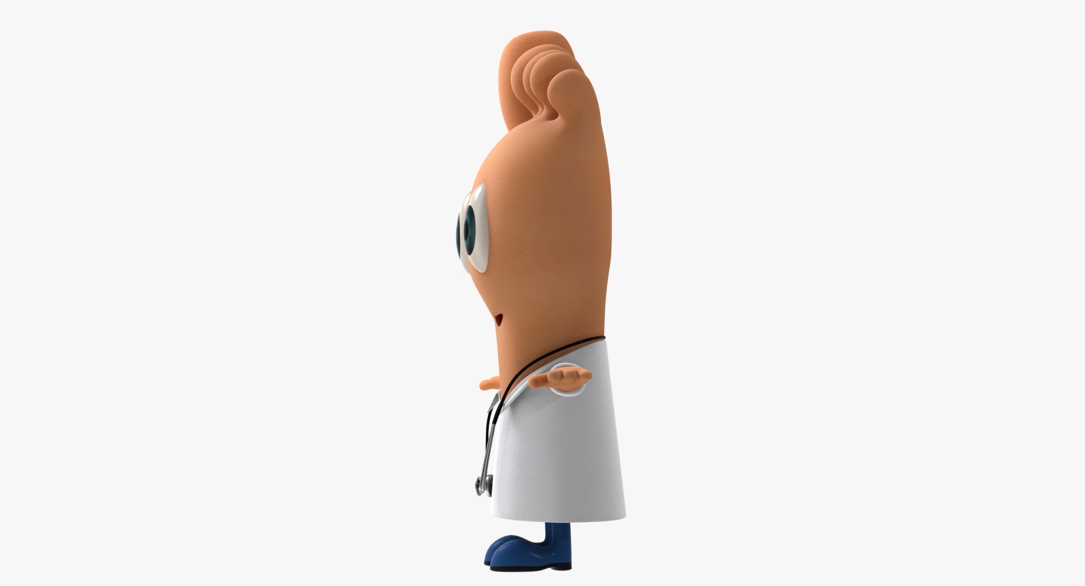 cartoon doctor foot character rigged obj