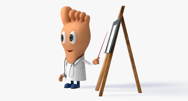 cartoon doctor foot character rigged obj