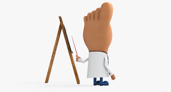 cartoon doctor foot character rigged obj