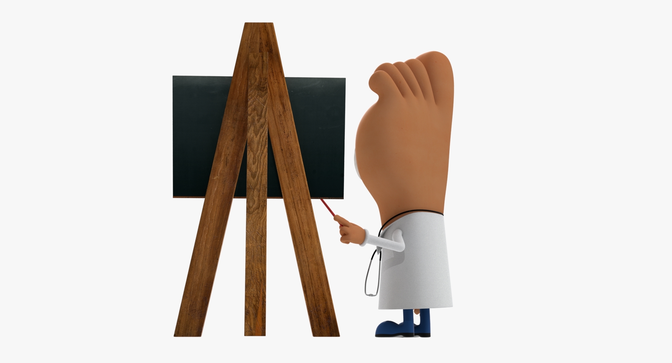 cartoon doctor foot character rigged obj