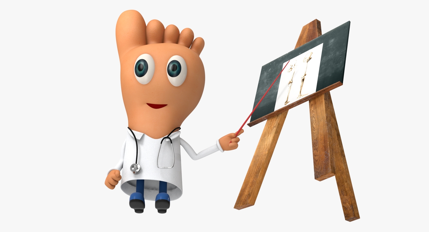 cartoon doctor foot character rigged obj