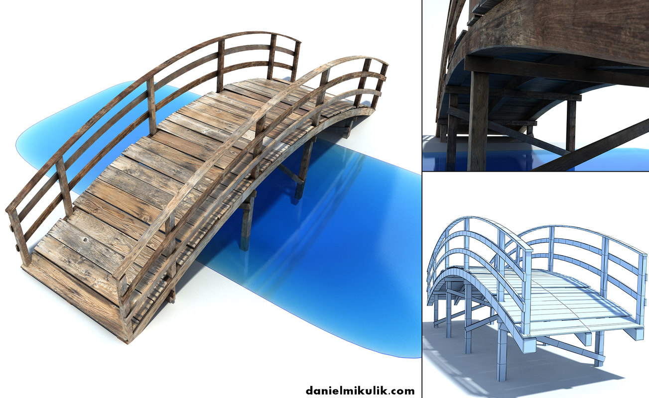 3d old wooden bridge model