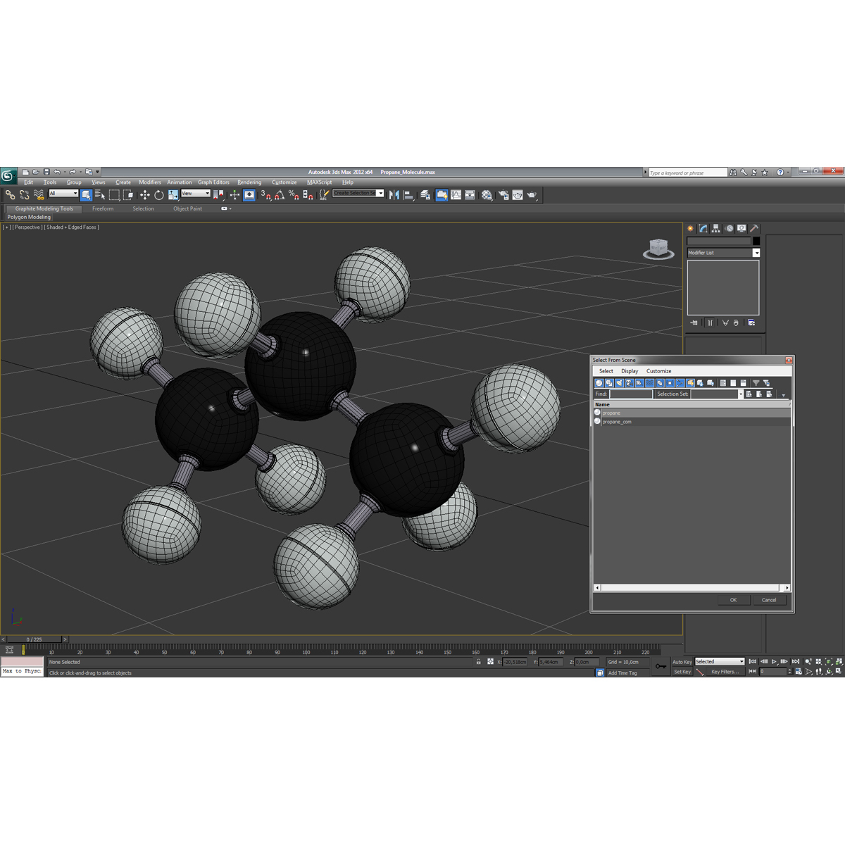3d model of propane molecule