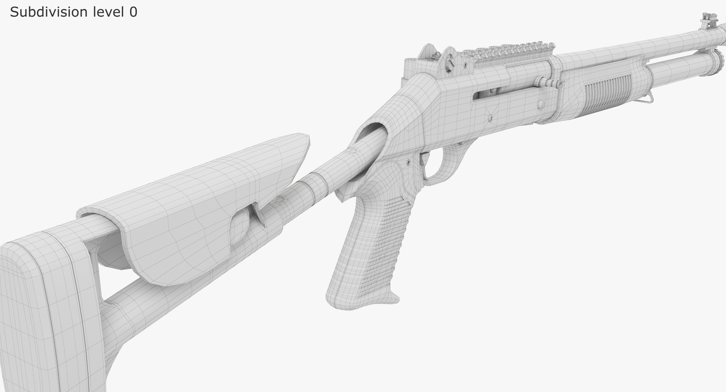 3d model of shotgun benelli m4