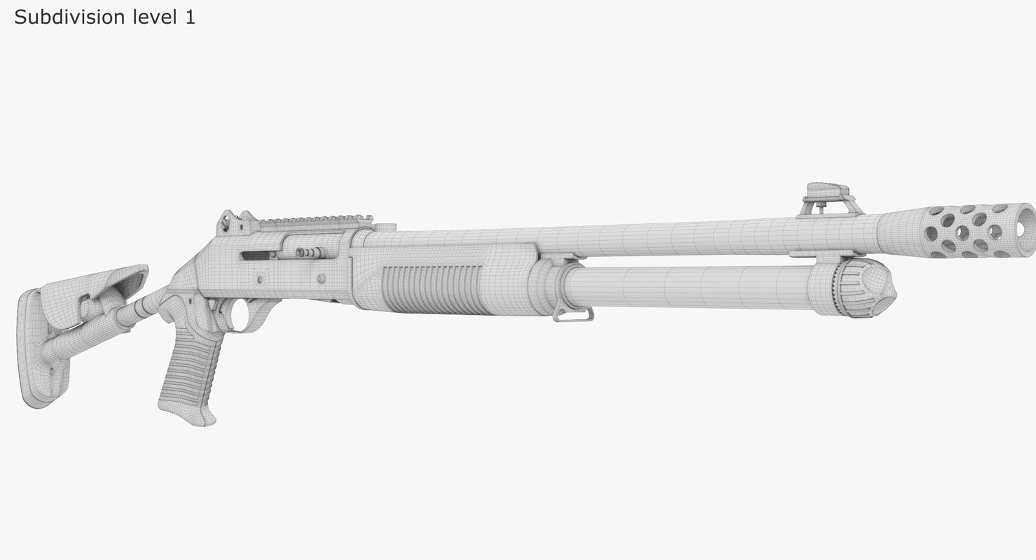 3d model of shotgun benelli m4