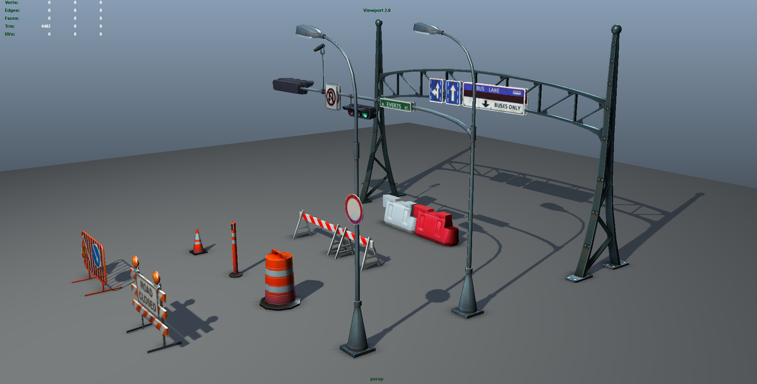 3d model road objects pack