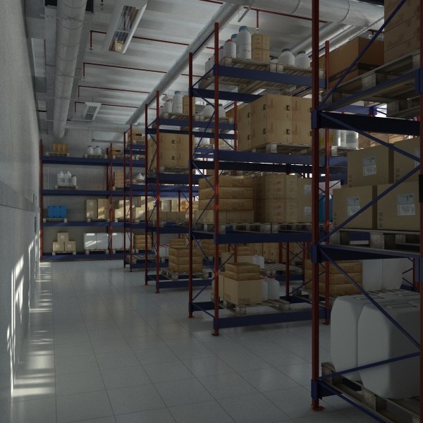 warehouse shelves 3d model