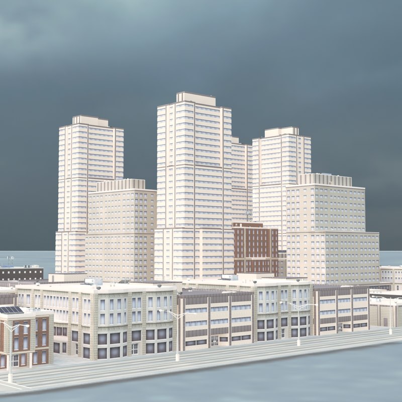 3d buildings block model