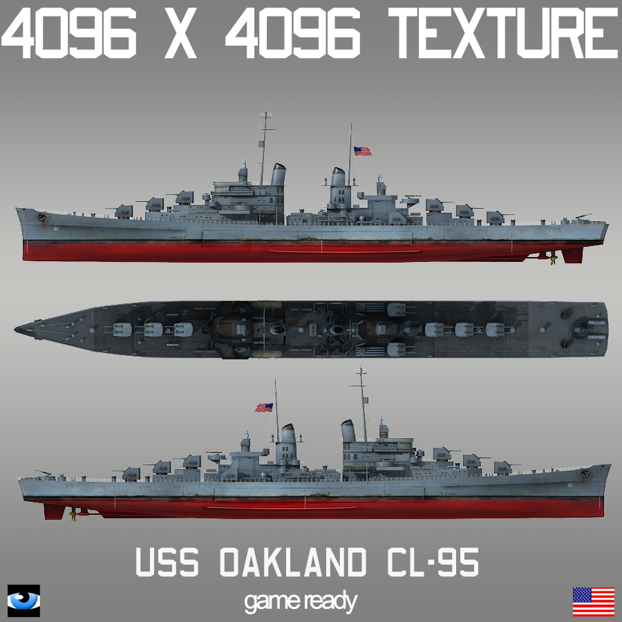 uss oakland cl-95 cl 3d max