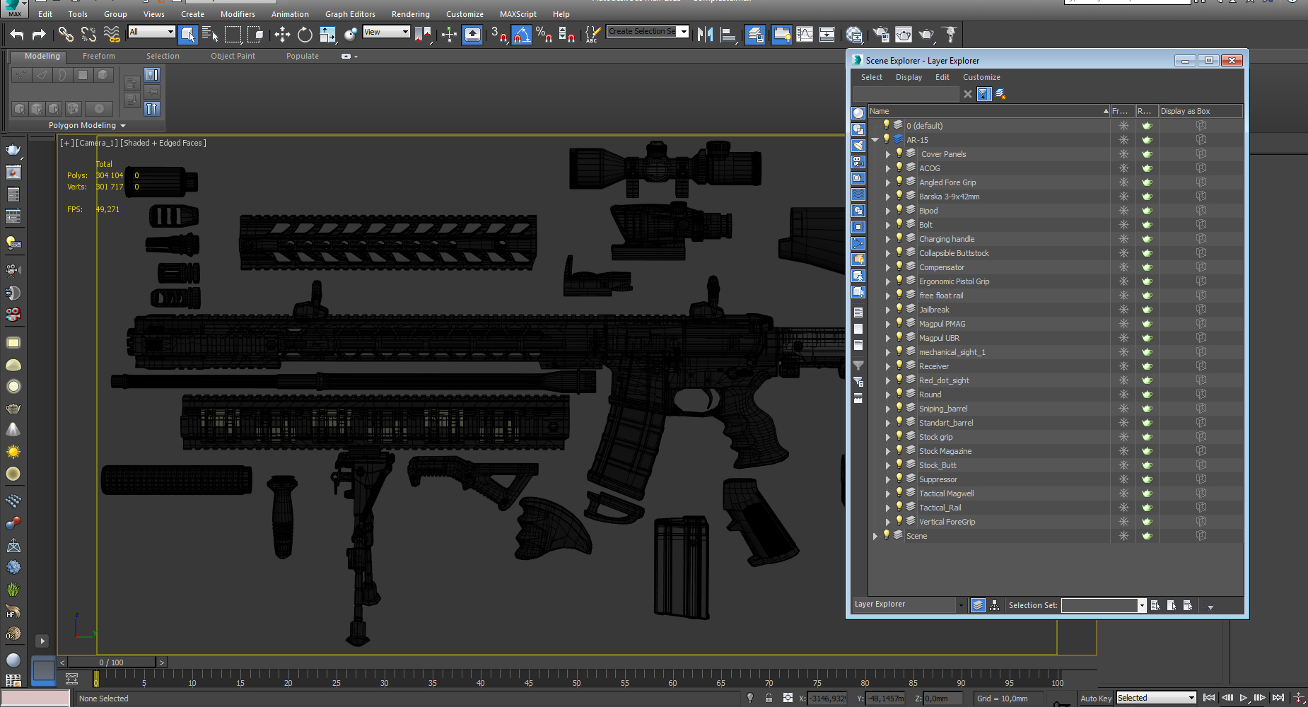 assault rifle ar-15 3d model