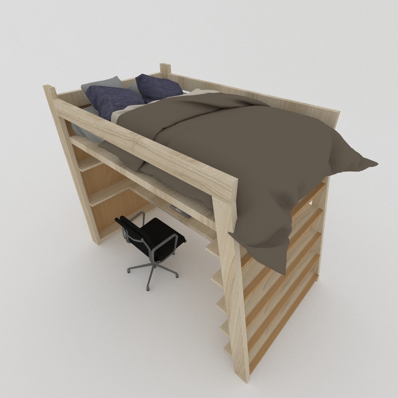 3d modern loft bed