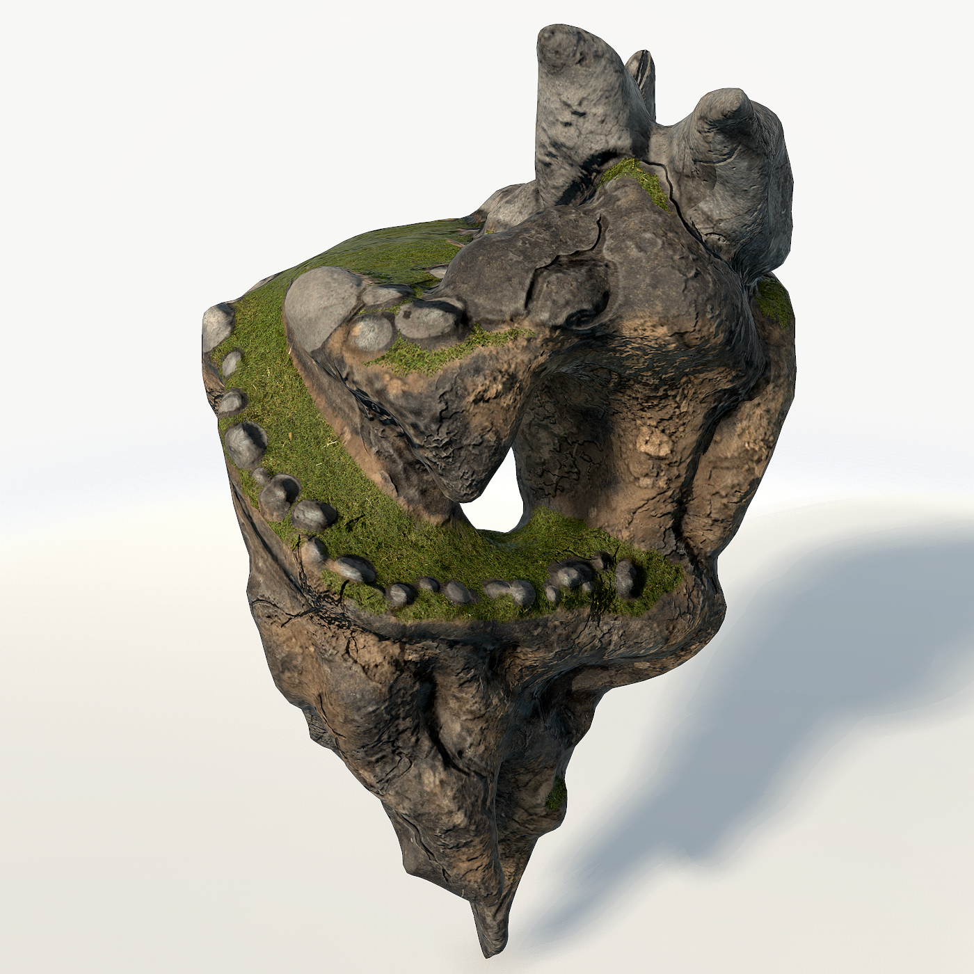 3d floating island rock