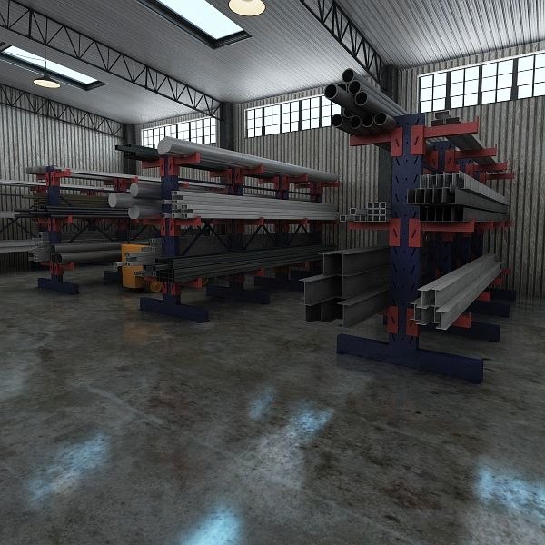 warehouse pipe rack 3d model