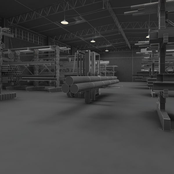 warehouse pipe rack 3d model