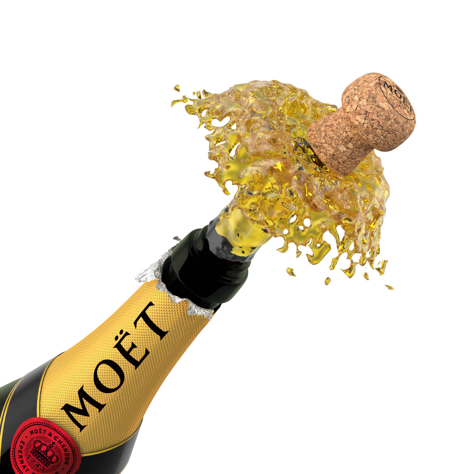 champagne cork pop 3d model